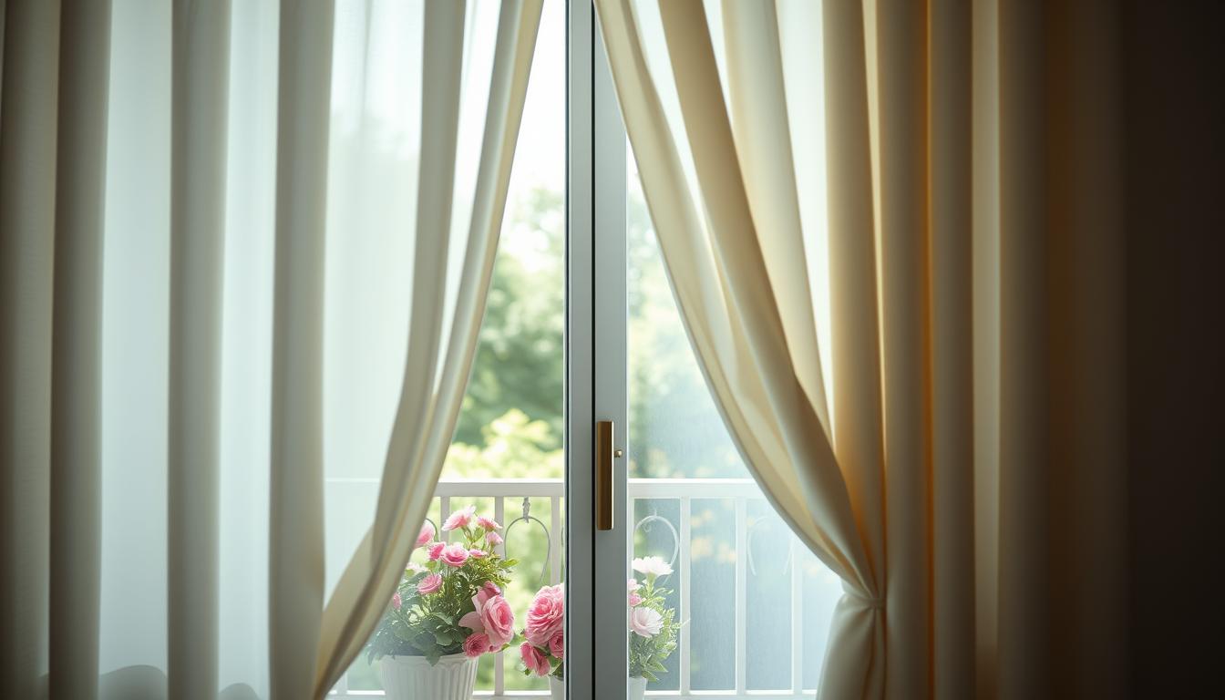 Schone Moderne Gardinen Fur Blumenfenster Und Balkontur Bild
